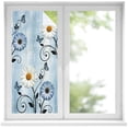 Blue White Daisy Window Privacy Film, Butterfly Leaf Blue Gradient ...