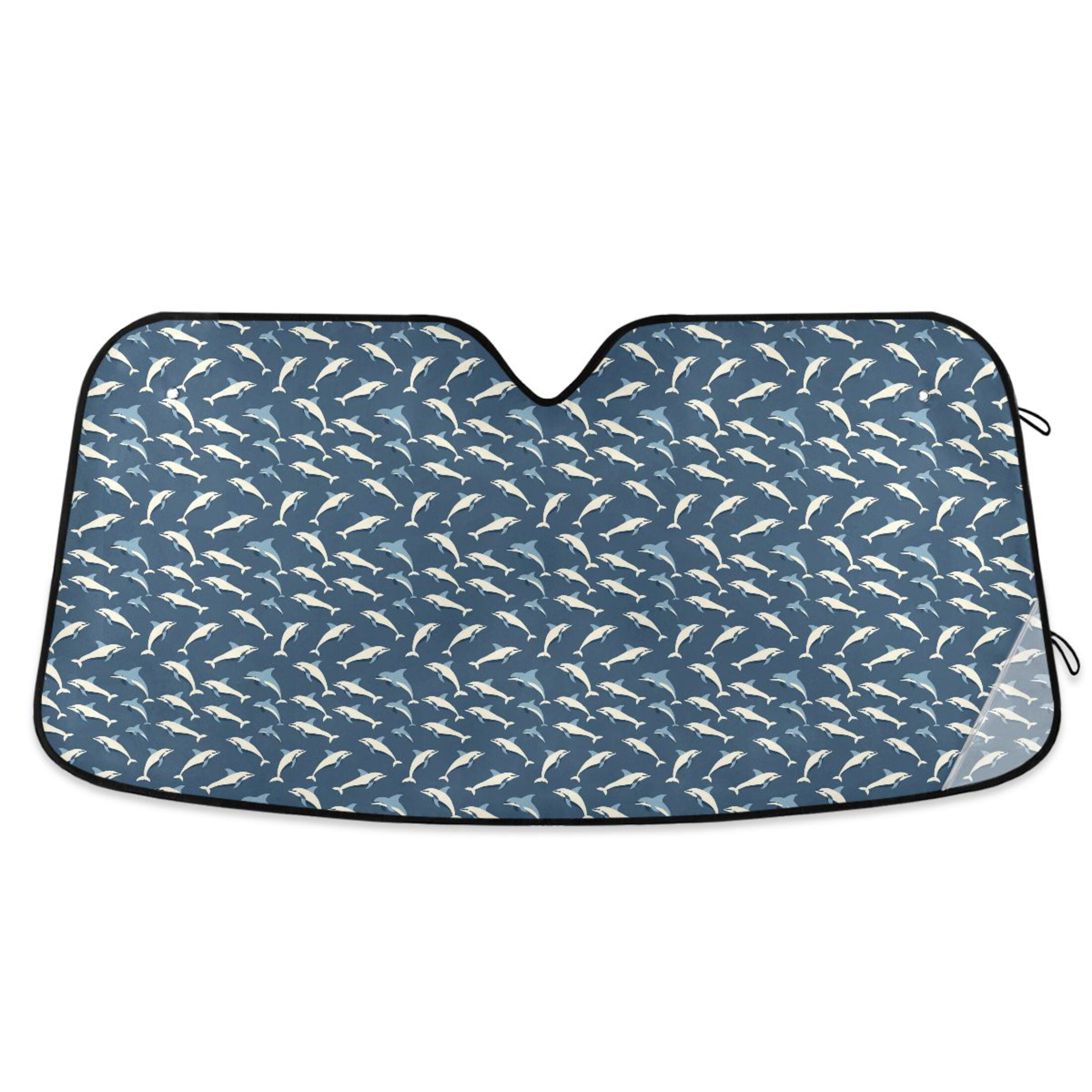 Blue White Dolphins Car Windshield Sun Shade Foldable Car Front Window ...
