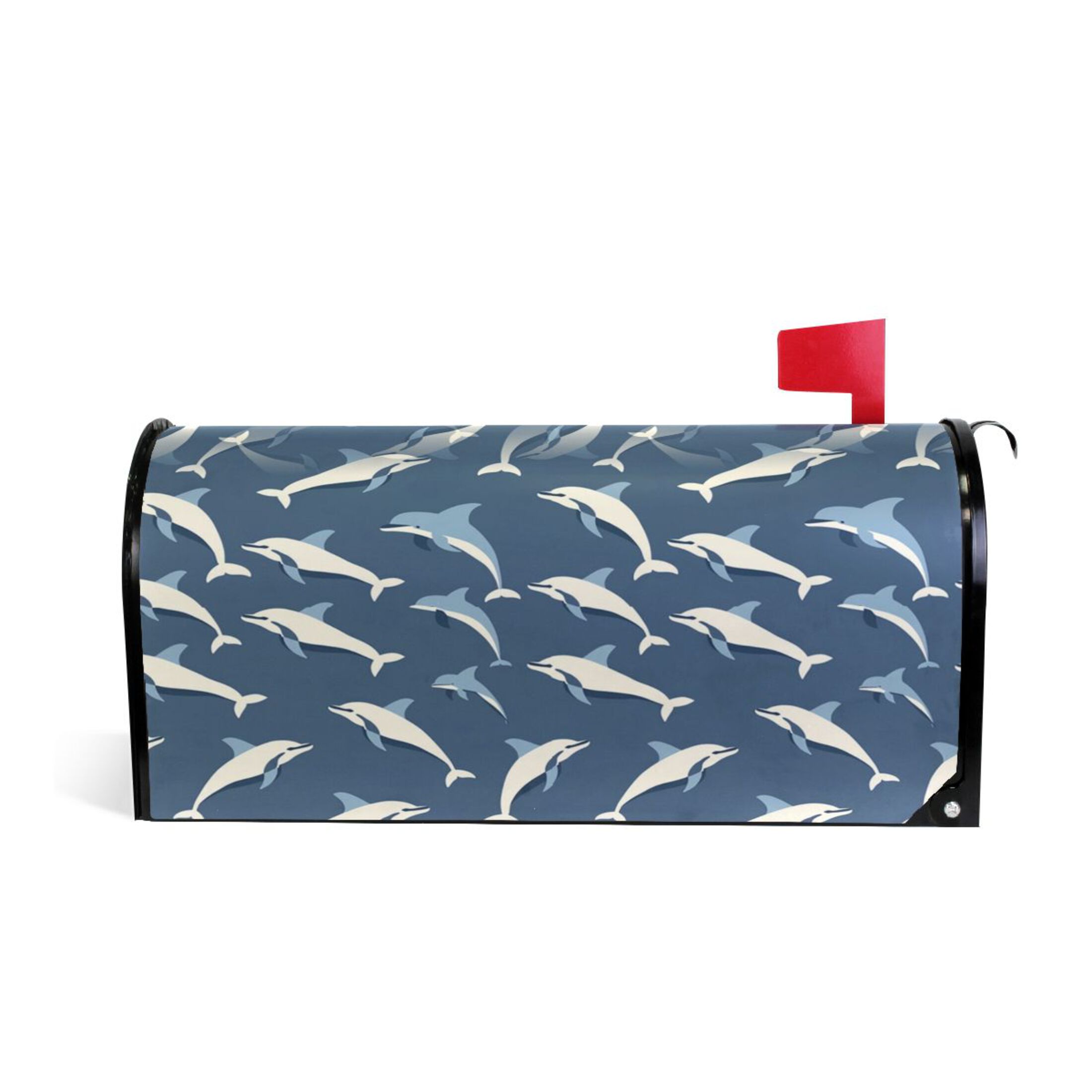 Blue White Dolphins Magnetic Mailbox Covers 21" X 18" Post Letter Box ...