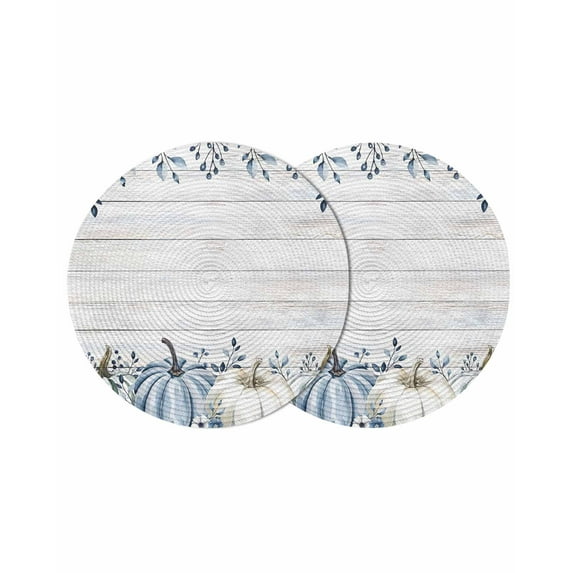 Blue White Fall Thanksgiving Pumpkin Round Table Placemats set of 2 ...