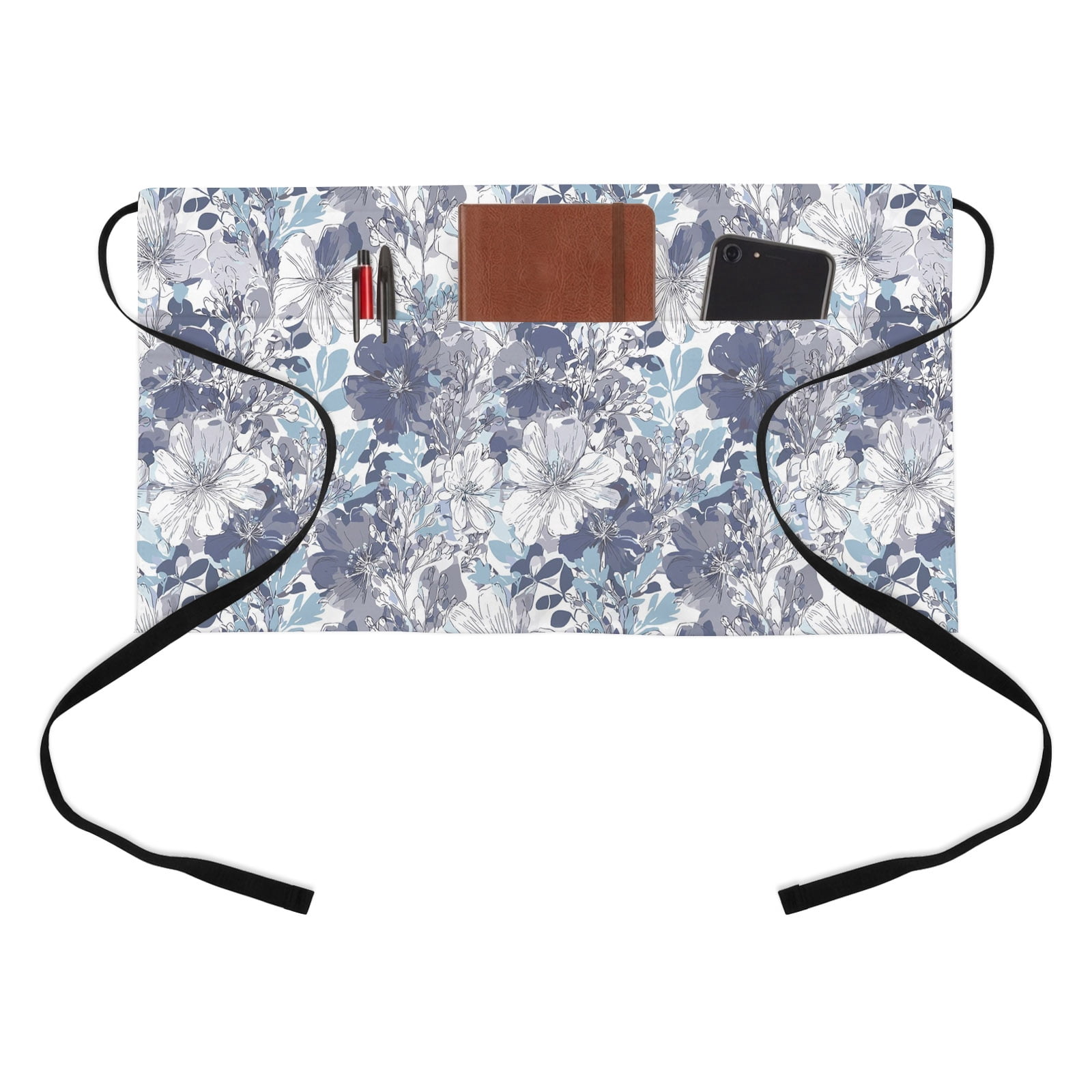 Blue White Floral Half Waist Apron Watercolor Spring Blue White ...