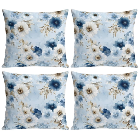 Blue White Floral Throw Pillow Covers 18 x 18 Inch Pillow Covers Set of ...