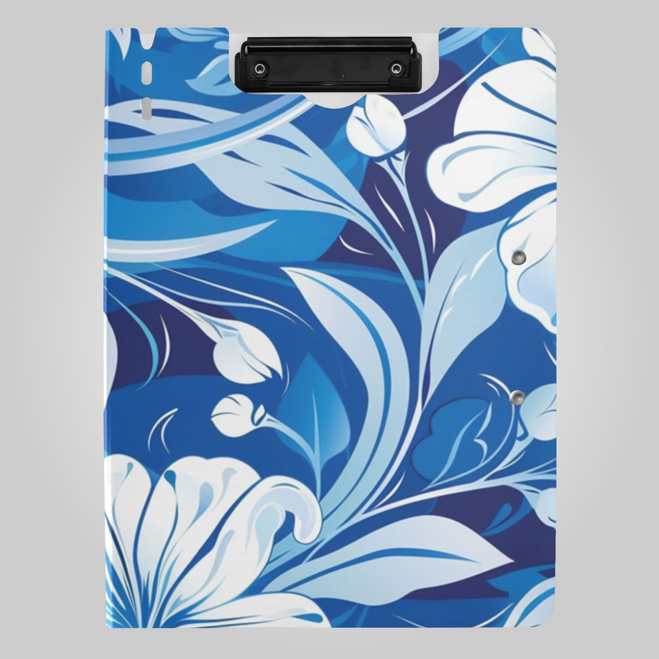 Blue White Florals Foldable Binder Folder Clipboard with Pen Slot ...
