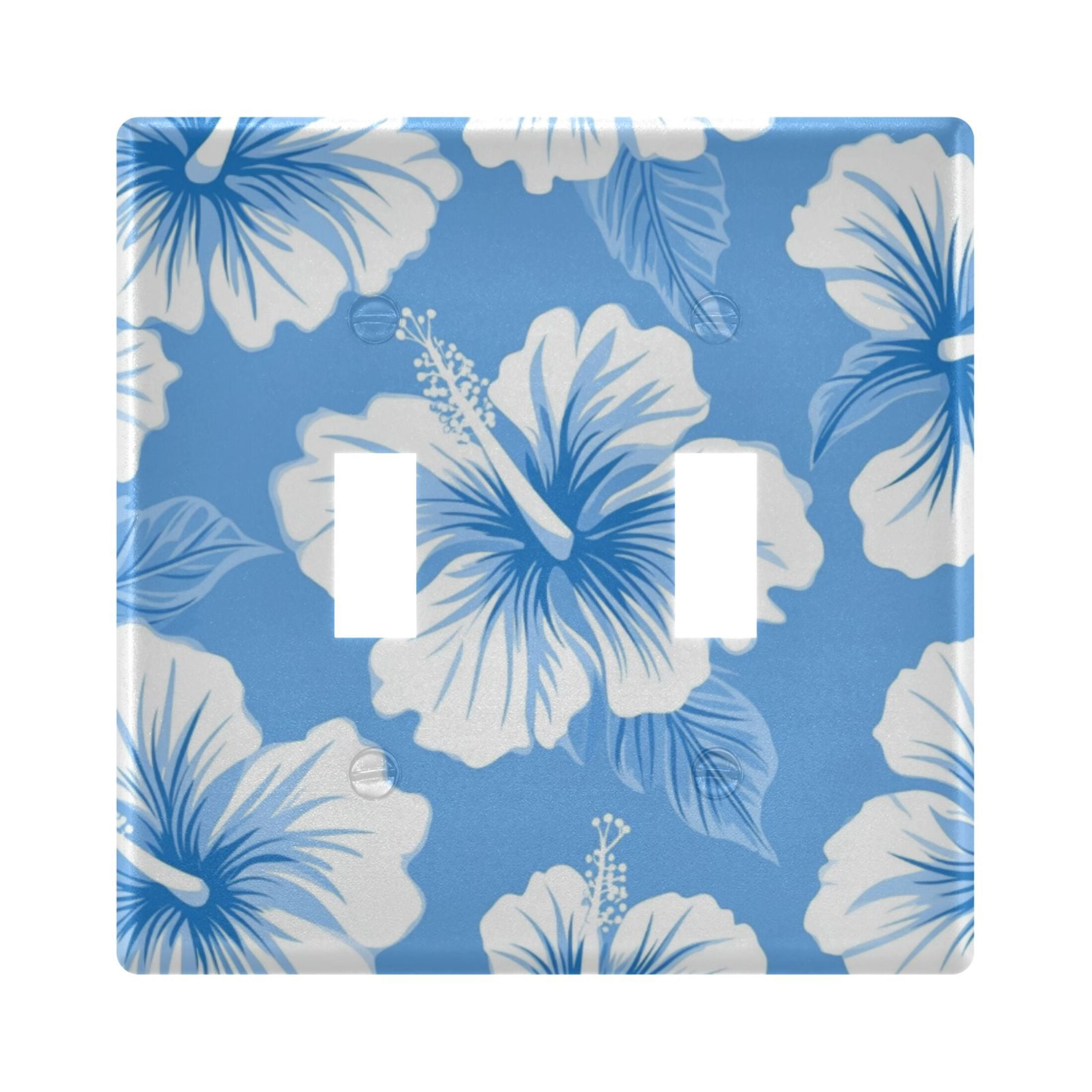 Blue White Florals Tropical Hawaii Light Switch Cover Electrical Outlet ...