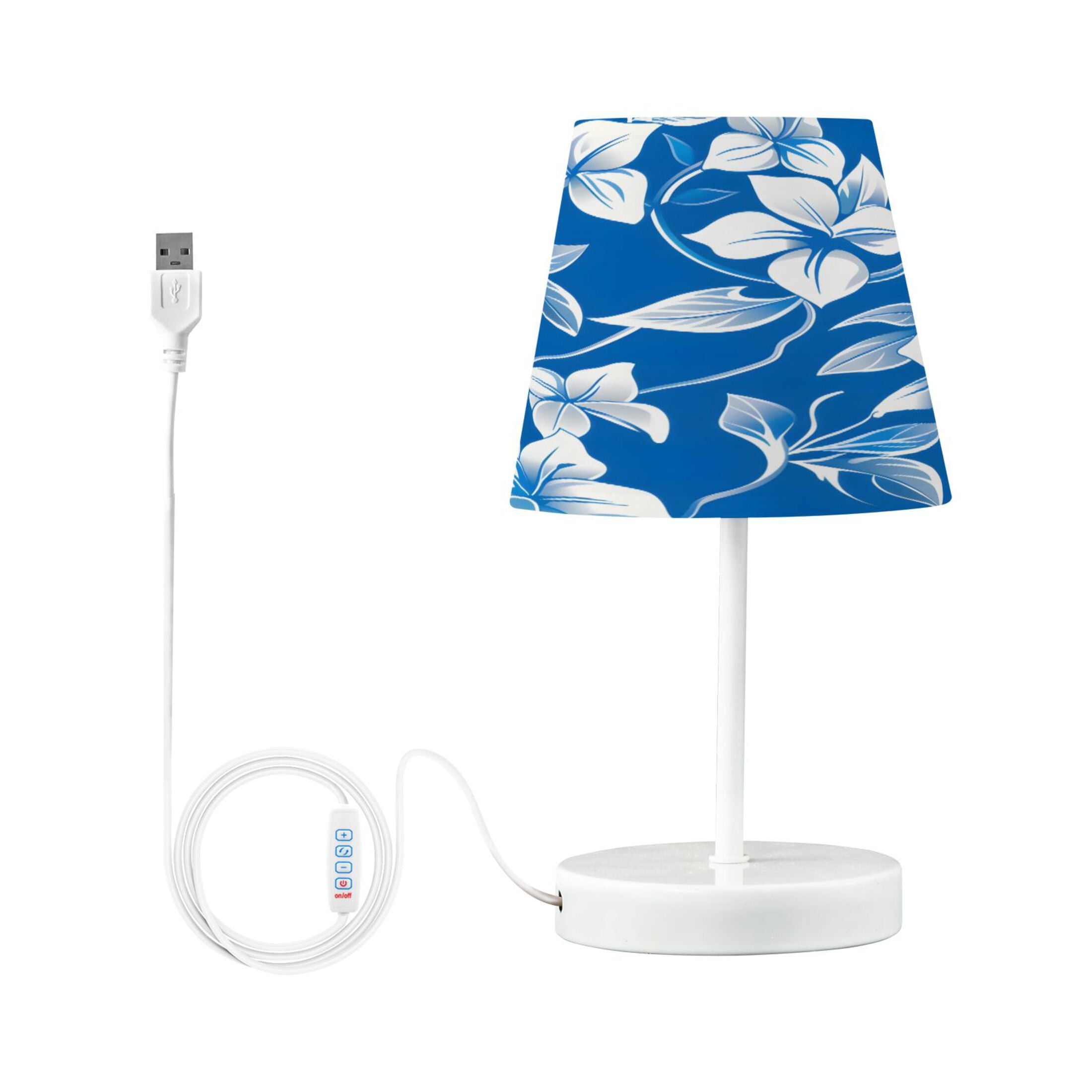 Blue White Flower Desk Lamp LED Table Nightstand Lamps with 3 Color ...