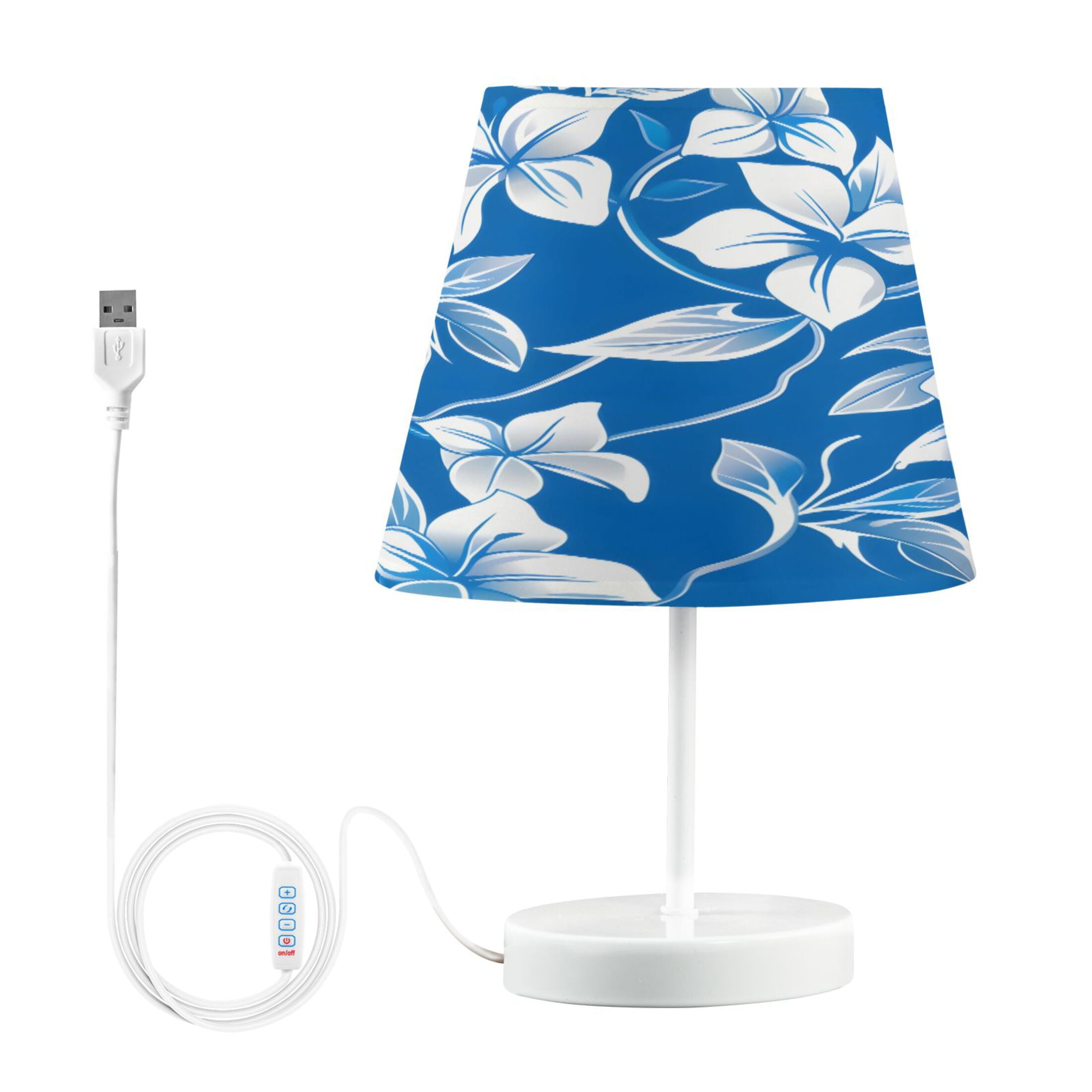 Blue White Flower Desk Lamp LED Table Nightstand Lamps with 3 Color ...