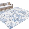 Blue White Flowers Washable Rug 5x7 Area Rug for Living Room Bedroom ...