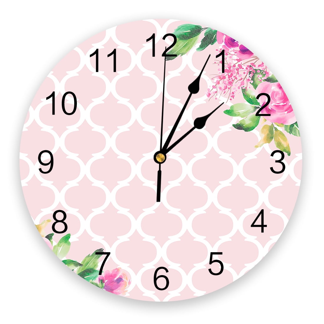 Blue White Geometic Round Wall Clock for Home r Living Room No Ticking ...