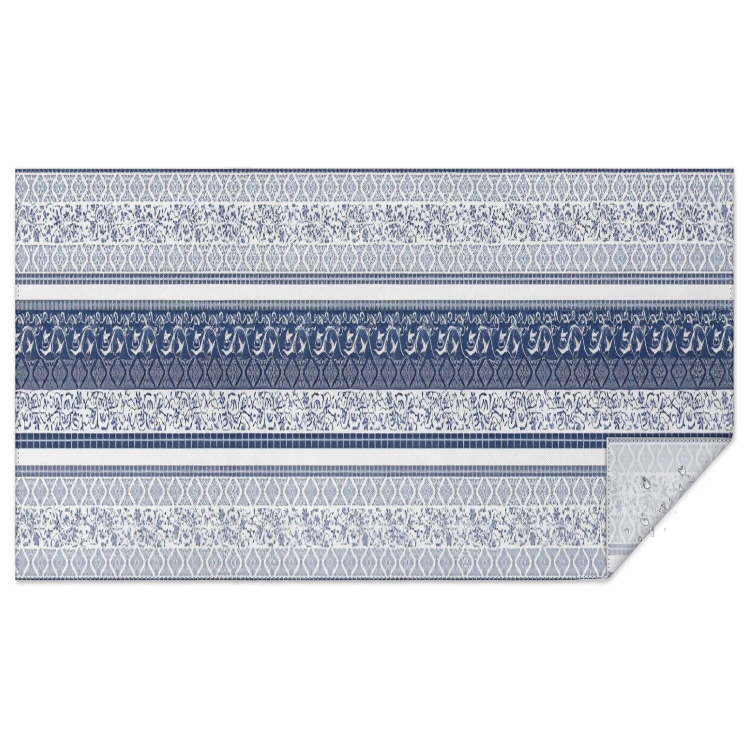 Blue and White Geometric Striped Pattern Rectangle Tablecloth 60"x102 ...