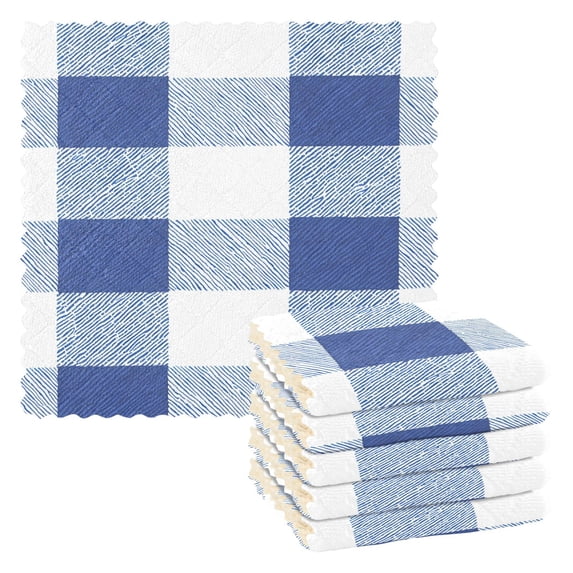 Blue White Gingham Kitchen Cloth Dish Towels for Drying Washing ...