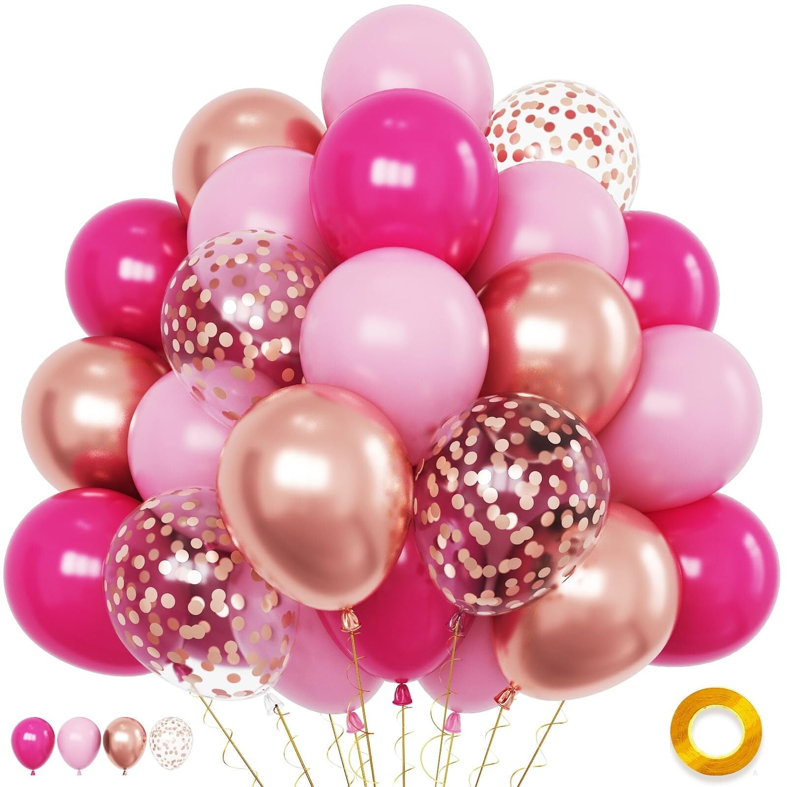 Blue White and Gold Balloons, 60 PSC Blue and White Balloons Set with Blue Gold Confetti ...