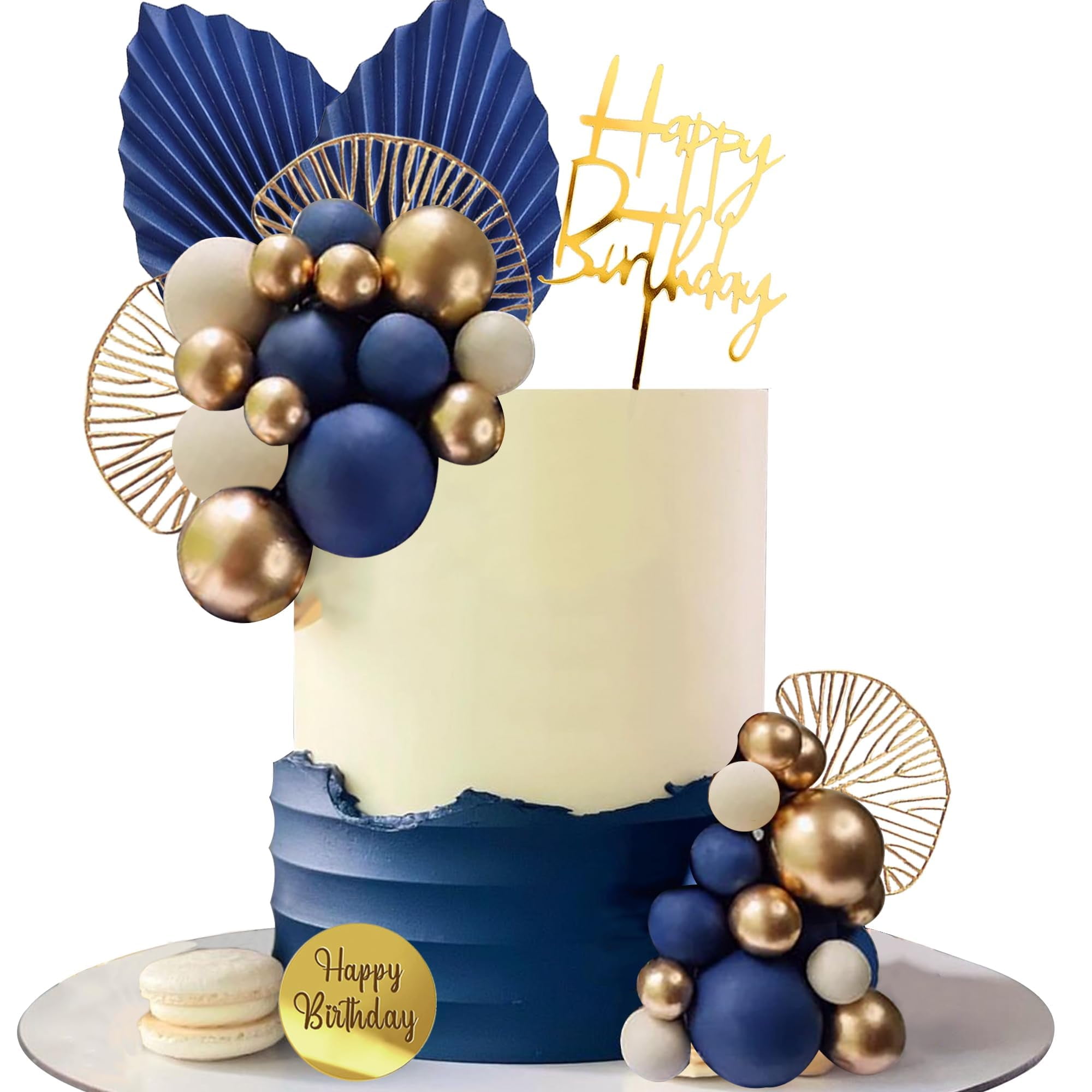 Blue White Gold Balls Cake Toppers RST1 Balls Birthday Cake Decorations ...