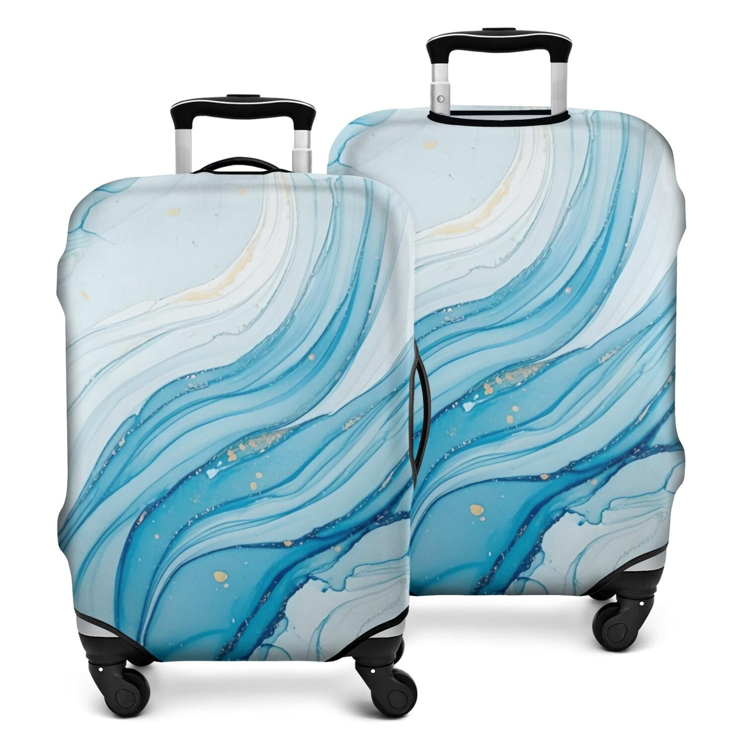 Blue White Gold Marble Pattern Luggage Cover Fashion Suitcase Cover ...