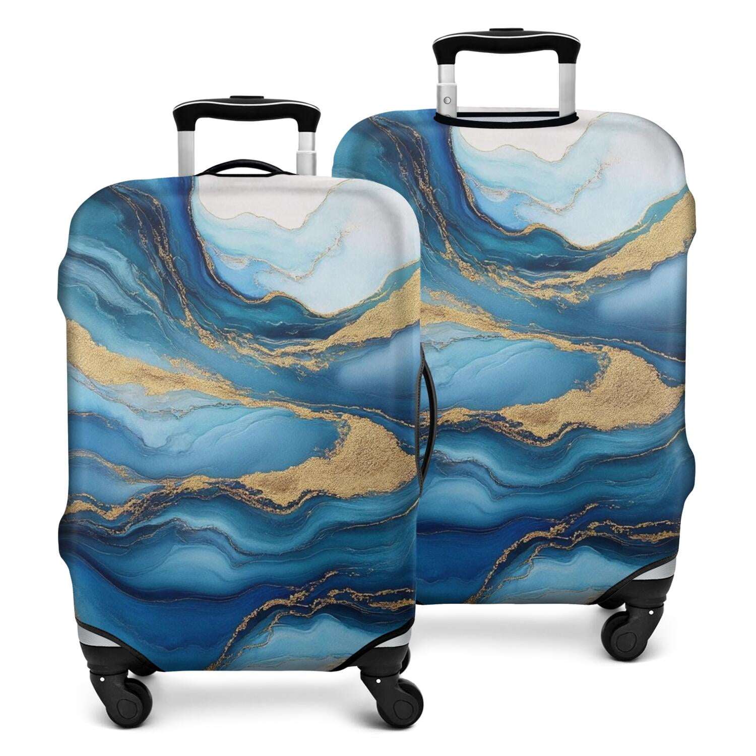 Blue White Gold Marble Pattern Luggage Cover Fashion Suitcase Cover ...