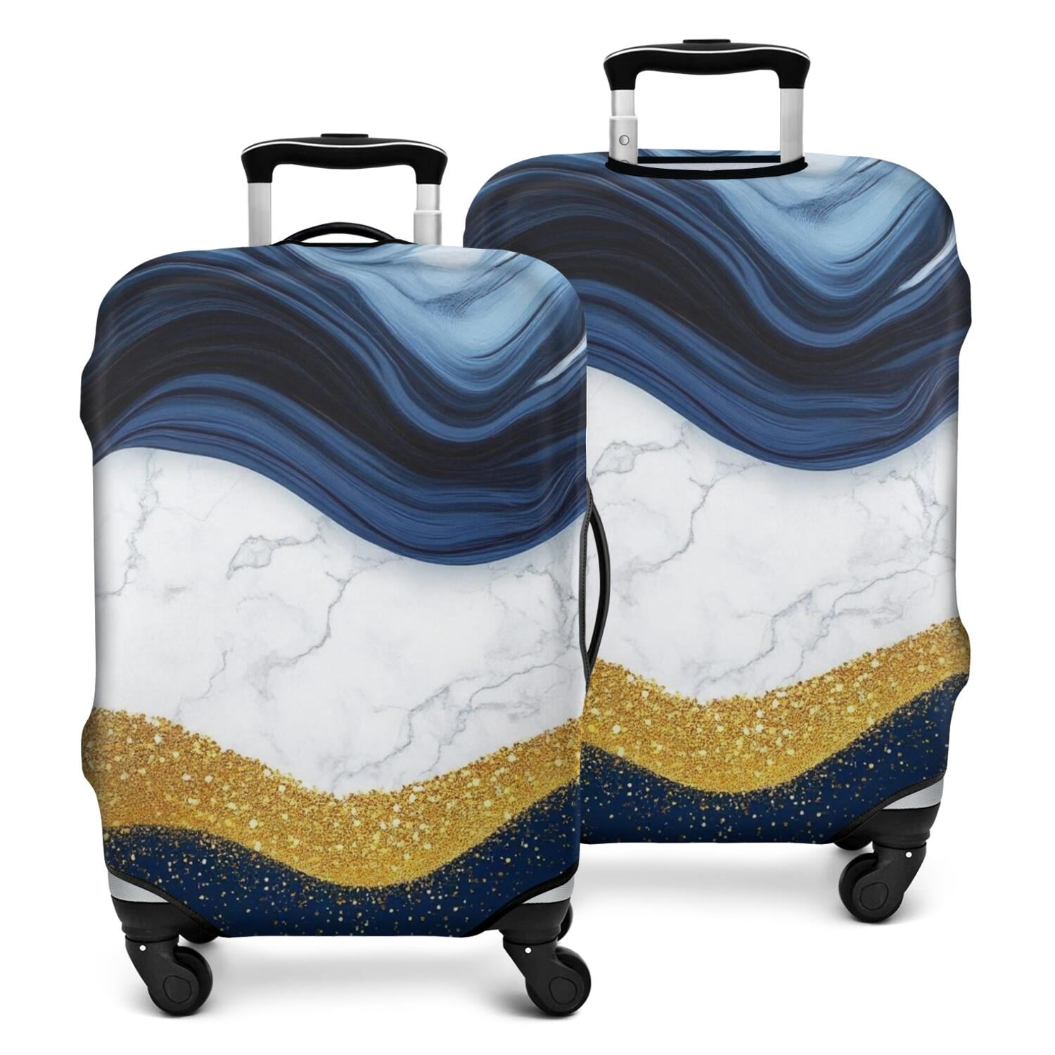 Blue White Gold Marble Pattern Luggage Cover Fashion Suitcase Cover ...