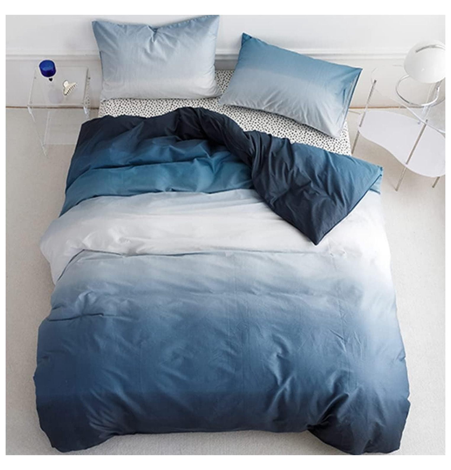 Blue White Gradient Comforter Sets California King Solid Ocean Sea Blue ...