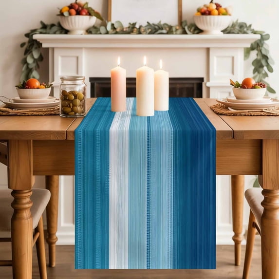 Blue White Gradient Ocean Wave Table Runner 90 Inches Long,Kitchen ...