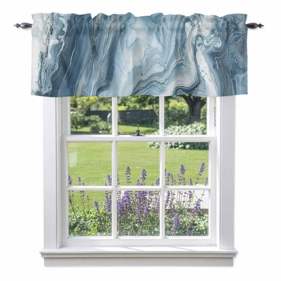 Blue White Gradient Waves Valances for Windows,Rod Pocket Valance for ...