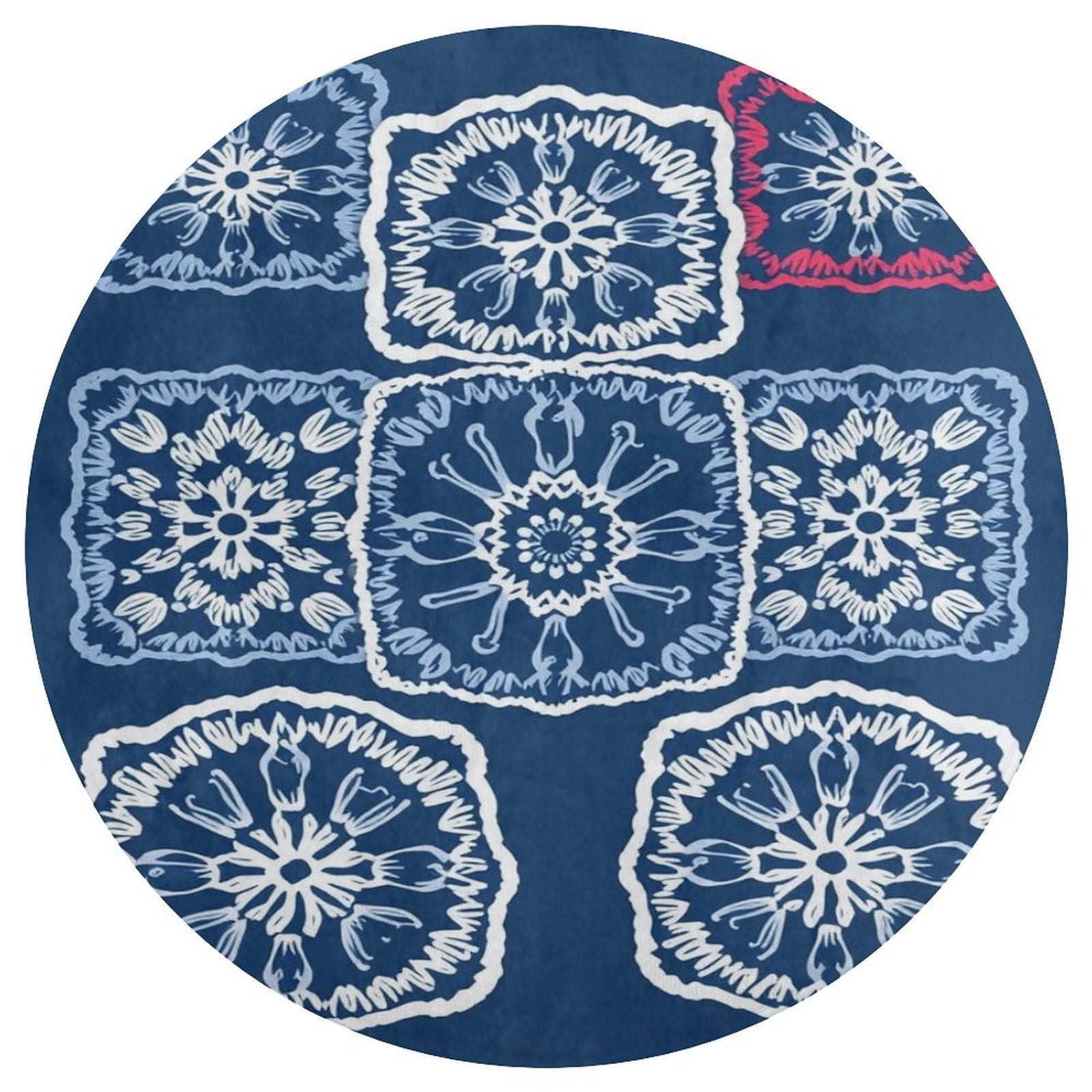 Blue White Granny Squares Rugs for Bedroom Large Area Living Room ...