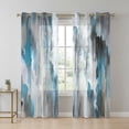 Blue White Gray Abstract Sheer Curtains 63 Inch Long 2 Panels ...