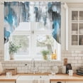 Blue White Gray Abstract Swag Curtain Valance for Windows, Watercolor ...