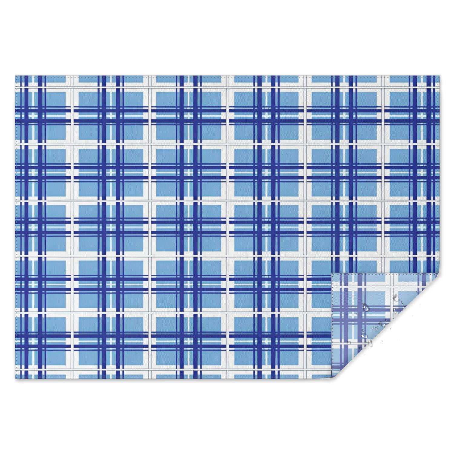 Blue and White Grid Pattern Rectangle Tablecloth 60"x84",Waterproof ...