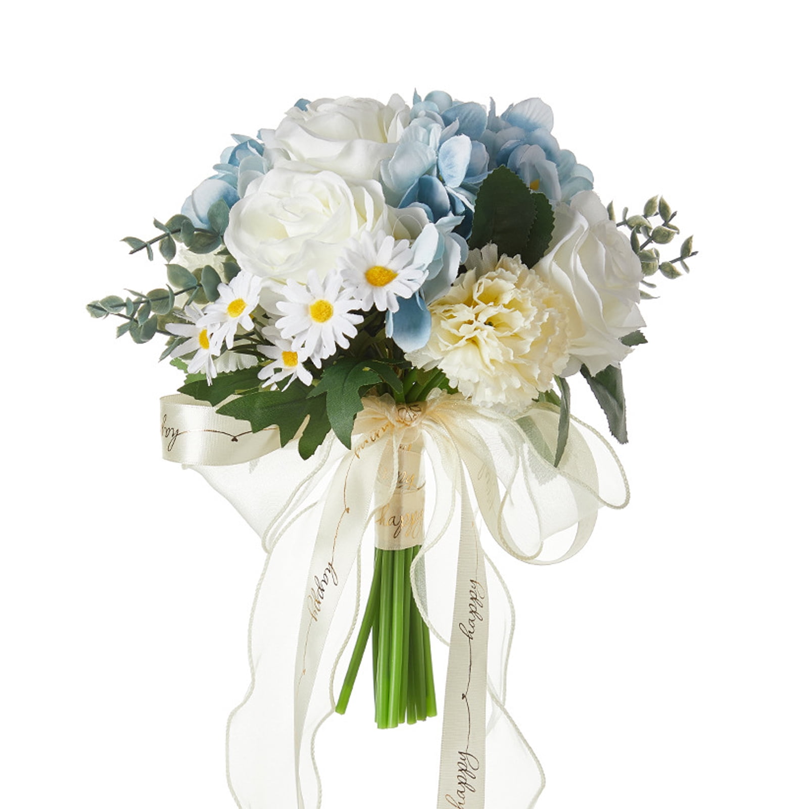 Blue White Handheld Flowers Fresh Unique Wedding Bride Rose Simulation ...