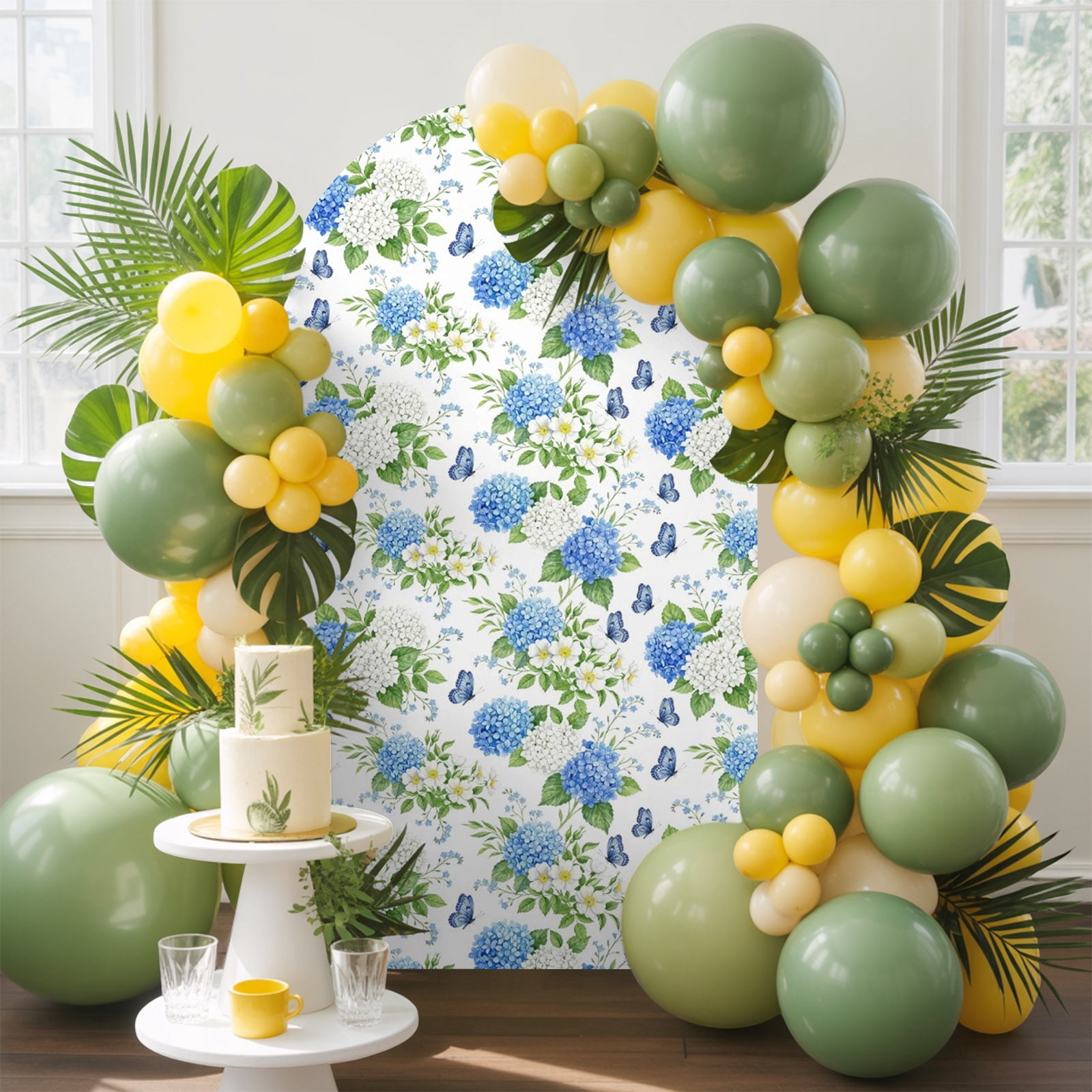 Blue White Hydrangea Arch Backdrop Cover 6.6 FT, Floral Botanical ...