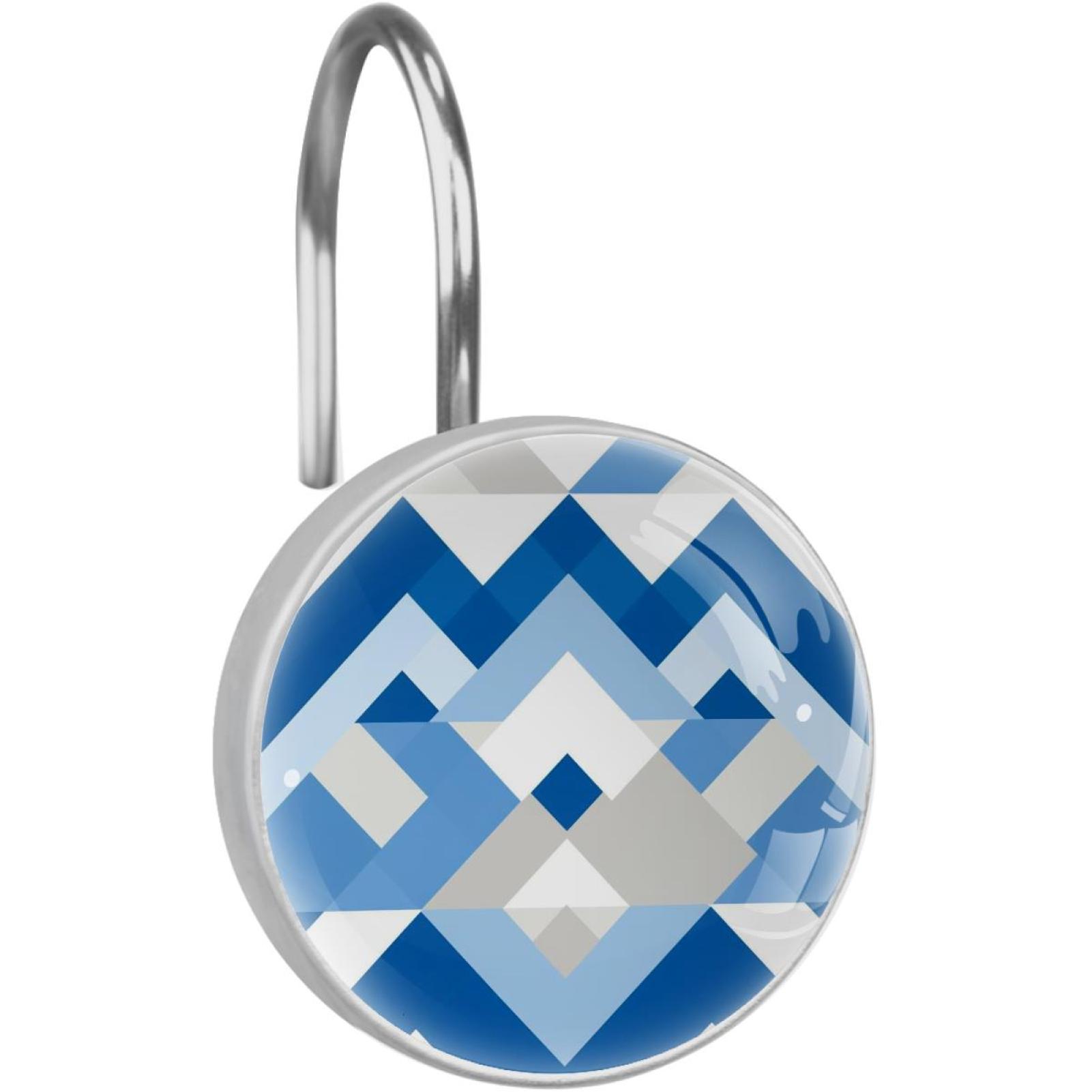 Blue White Israel Flag Rolling Shower Curtain Hooks, Clear Crystal ...