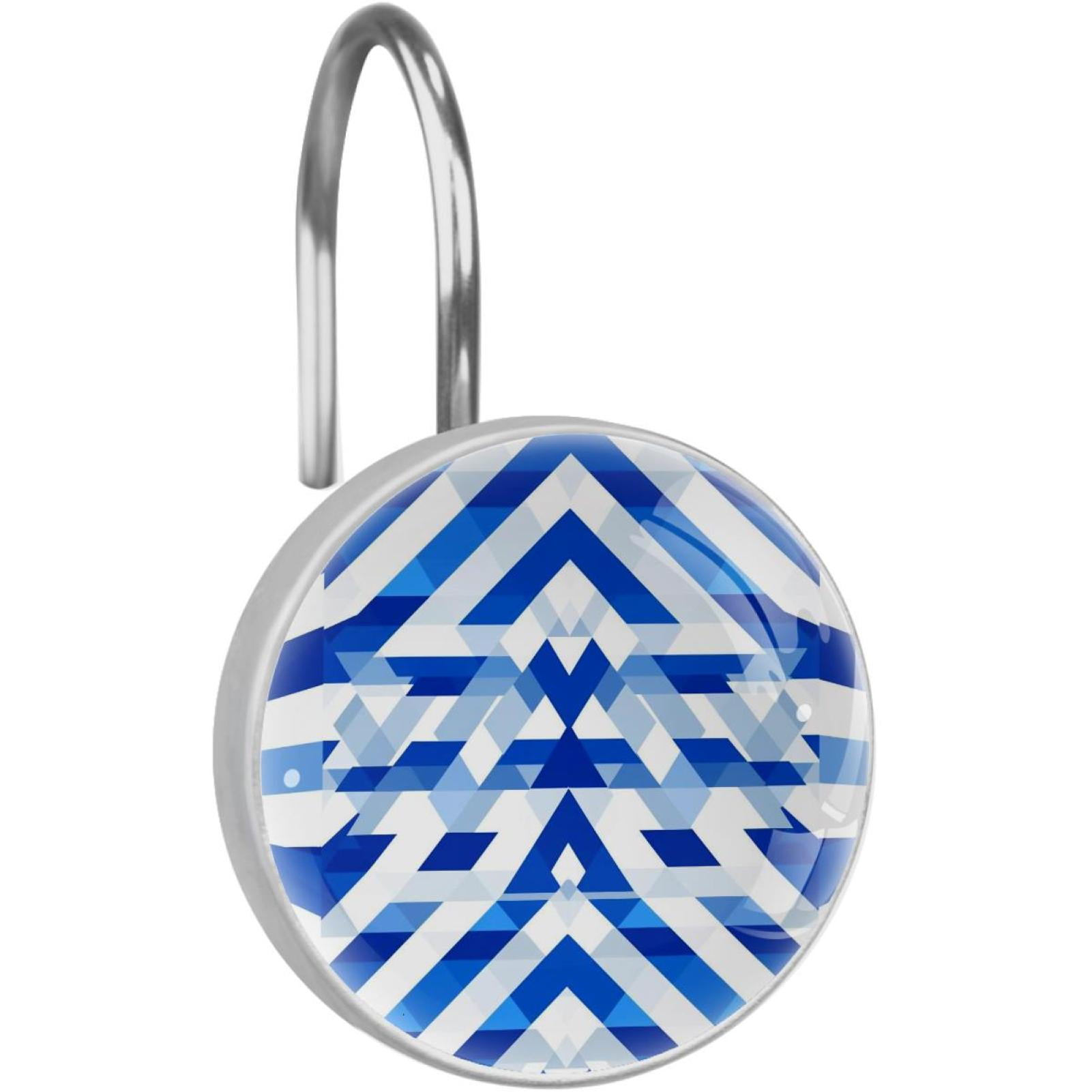 Blue White Israel Flag Rolling Shower Curtain Hooks, Clear Crystal ...
