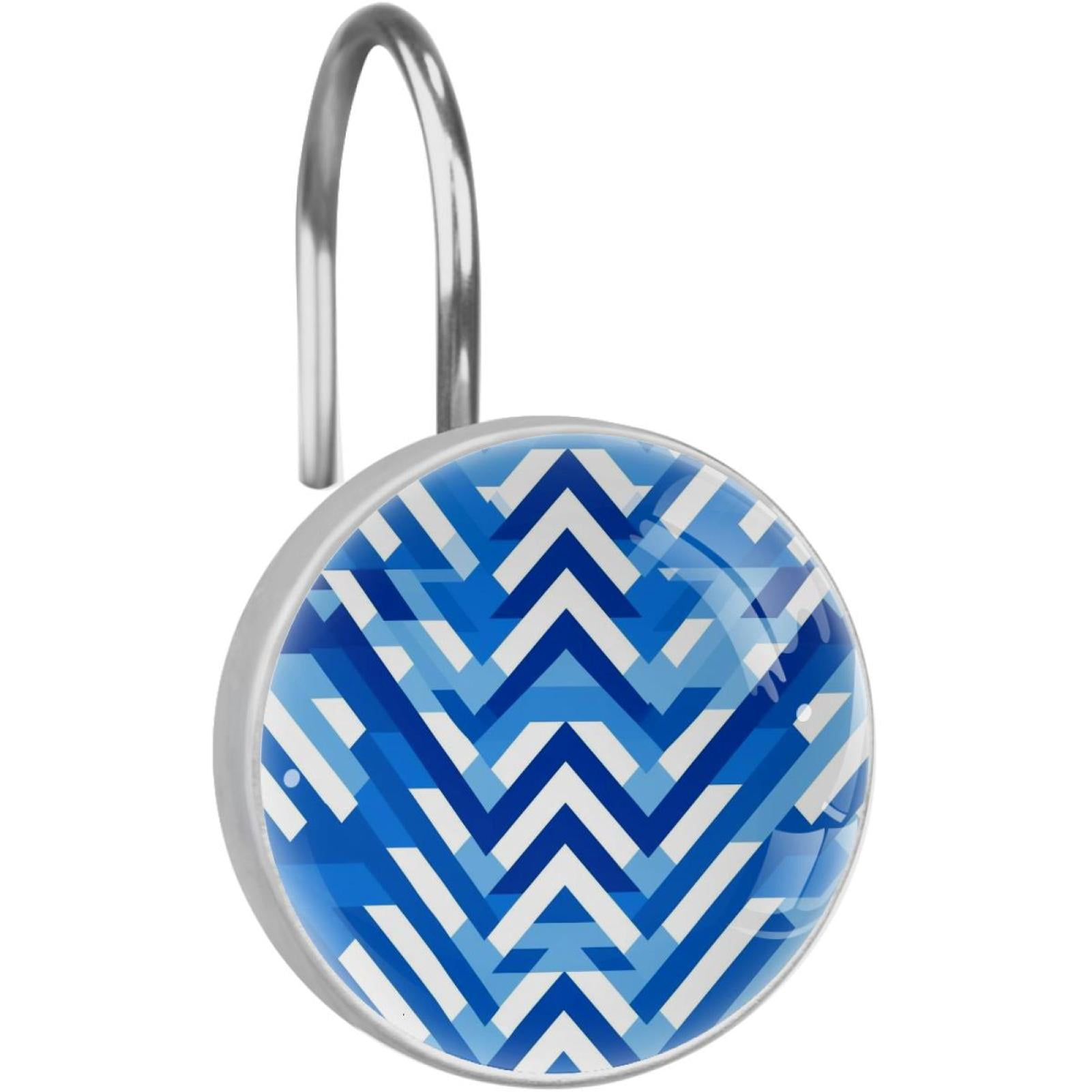Blue White Israel Flag Rolling Shower Curtain Hooks, Clear Crystal ...