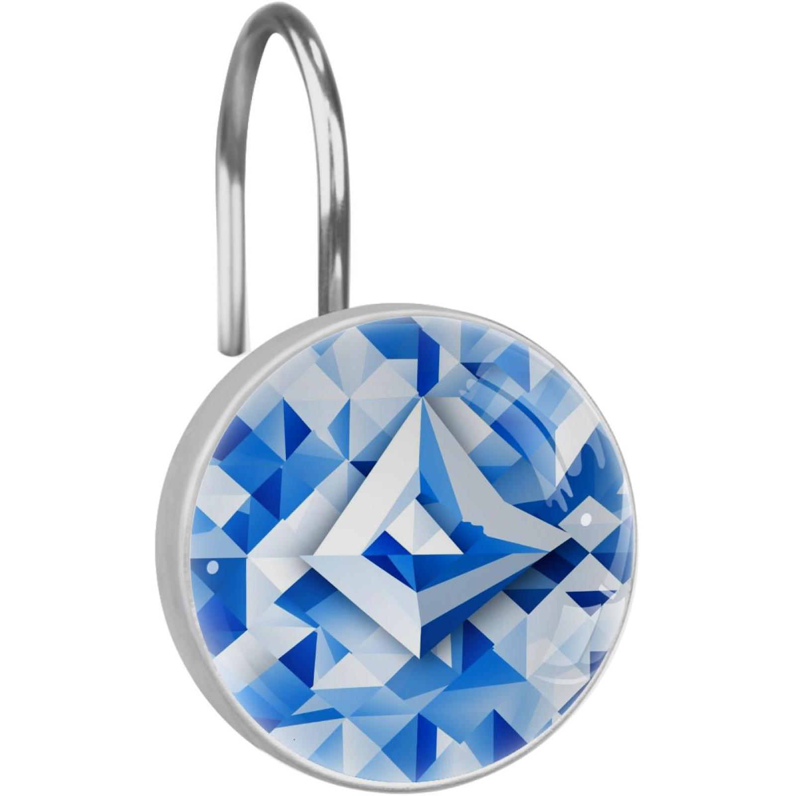 Blue White Israel Flag Shower Curtain Hooks Round Crystal Glass, Set of ...
