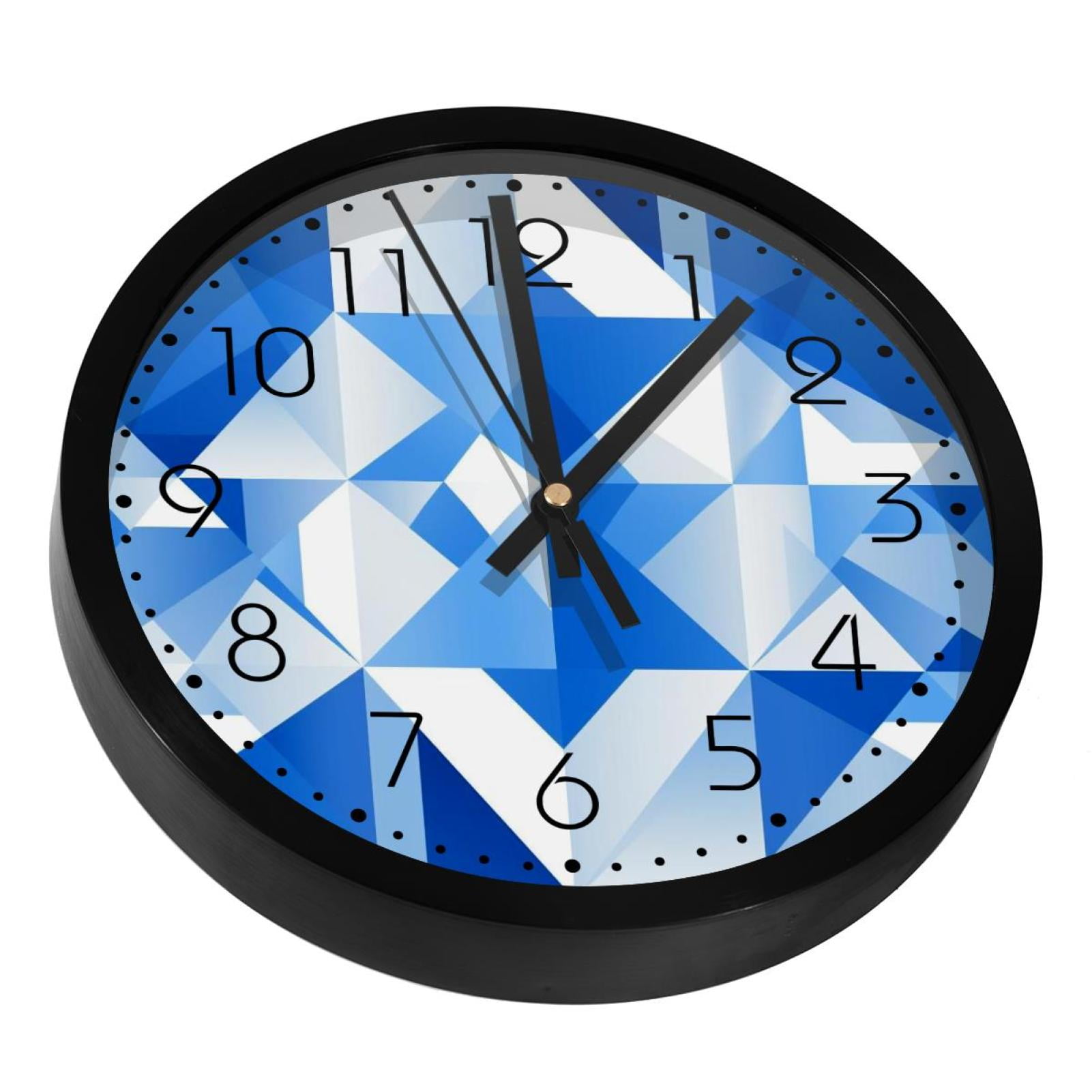 Blue White Israel Flag Silent Wall Clock, Non Ticking Battery Operated ...