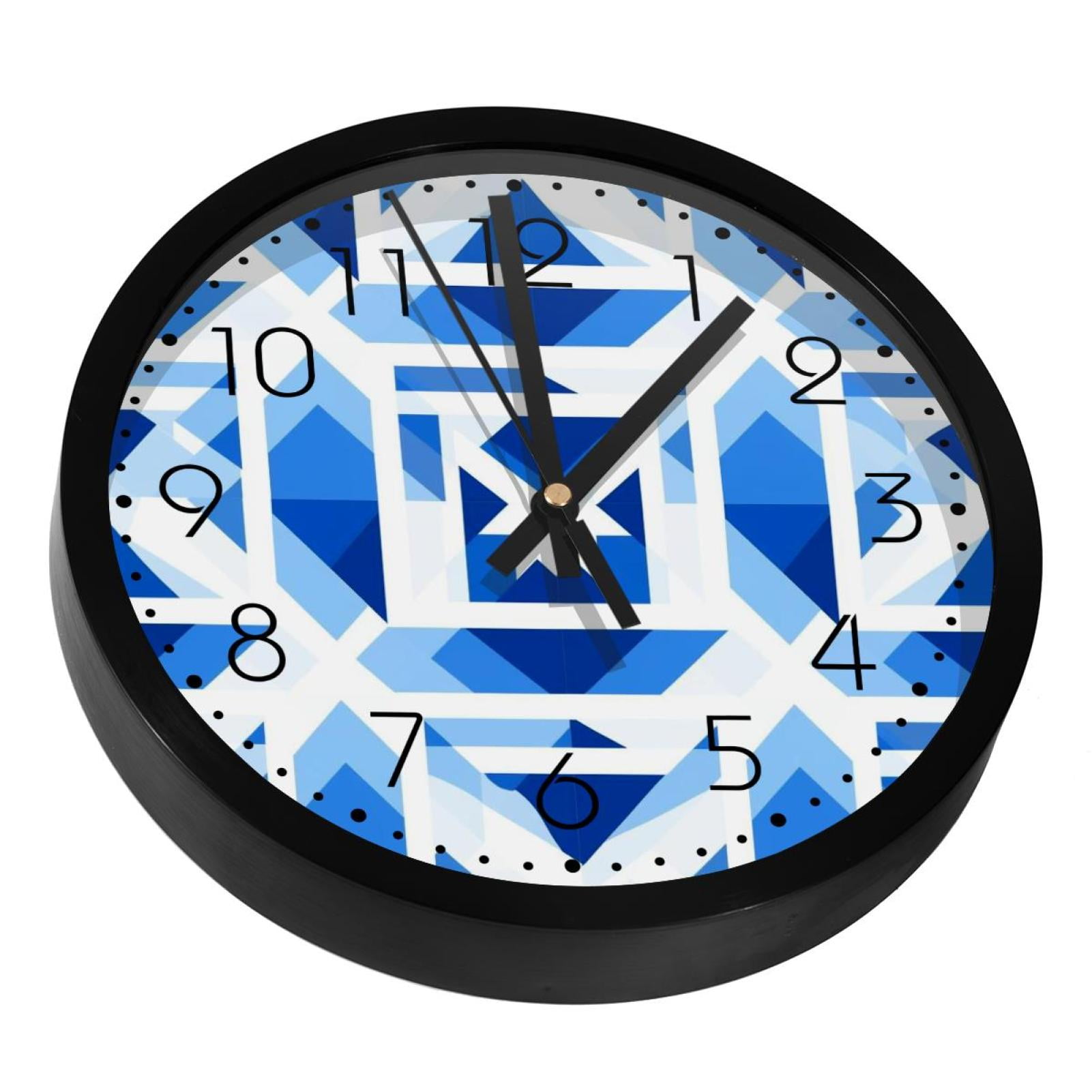 Blue White Israel Flag Silent Wall Clock, Non Ticking Battery Operated ...