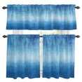 Blue White Kitchen Curtains Set for Windows, Gradient Grid Texture ...