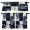 Blue White Kitchen Curtains Valance and Tier Set Geometric Abstract ...