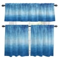 Blue White Kitchen Curtains and Valances Set, Gradient Grid Texture ...