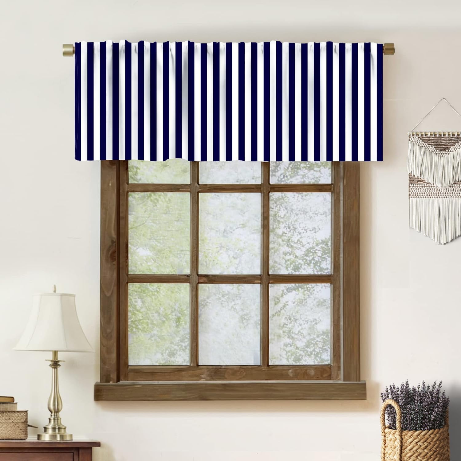 Blue White Kitchen Valances for Windows,Modern Minimalist Vintage ...