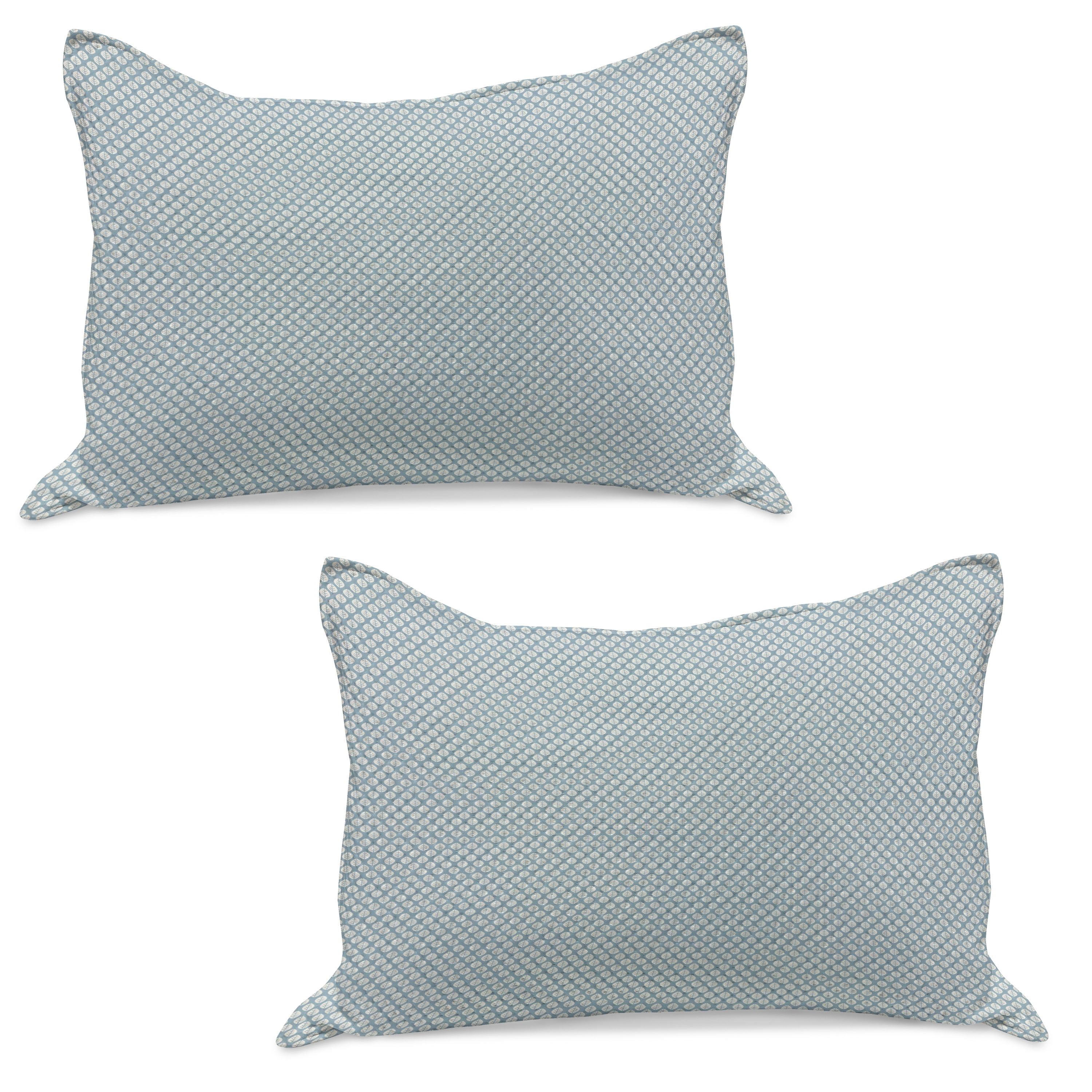 Blue and White Knitted Quilt Pillowcover Set of 2, Doodle Foliage ...