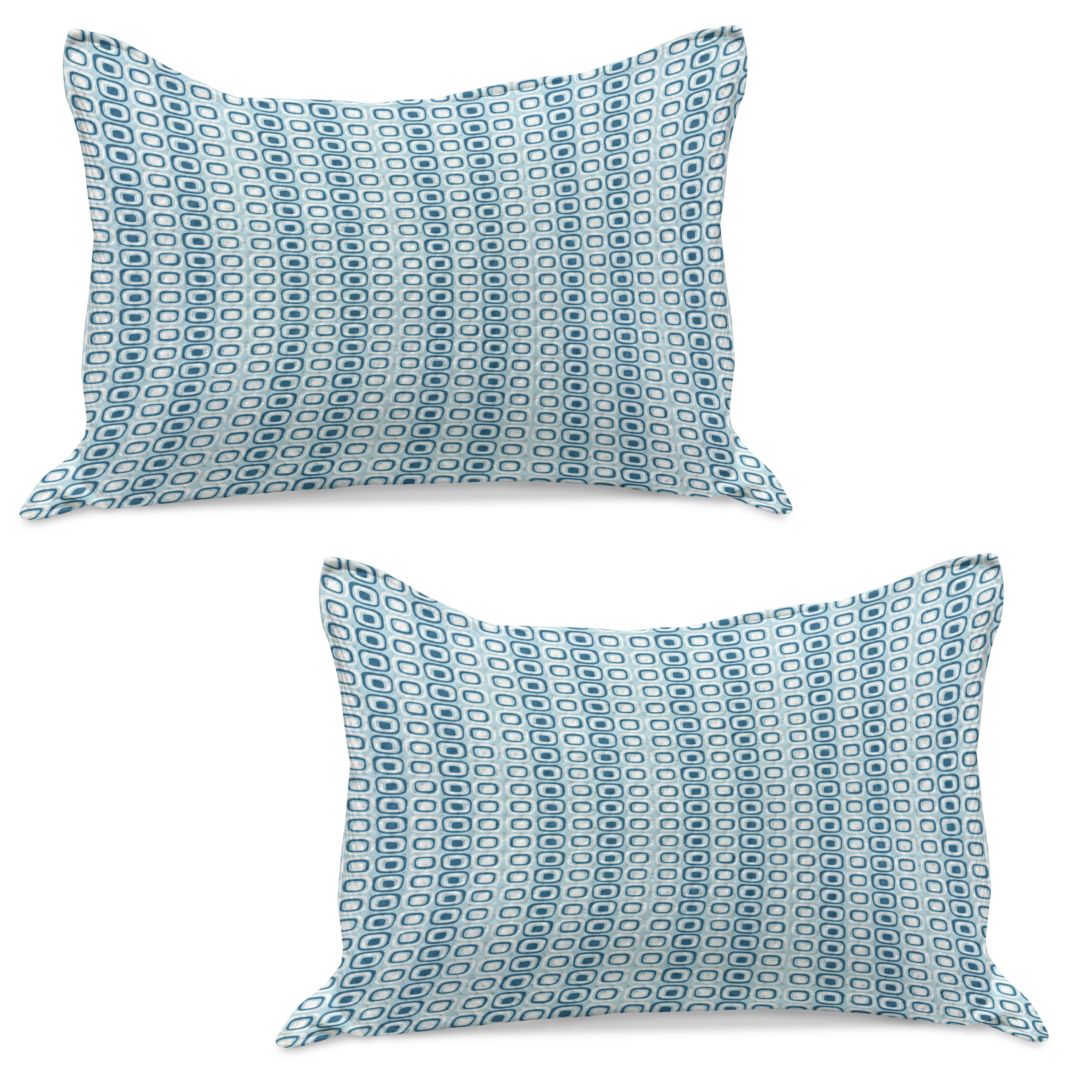 Blue and White Knitted Quilt Pillowcover Set of 2, Retro Modern Pattern ...