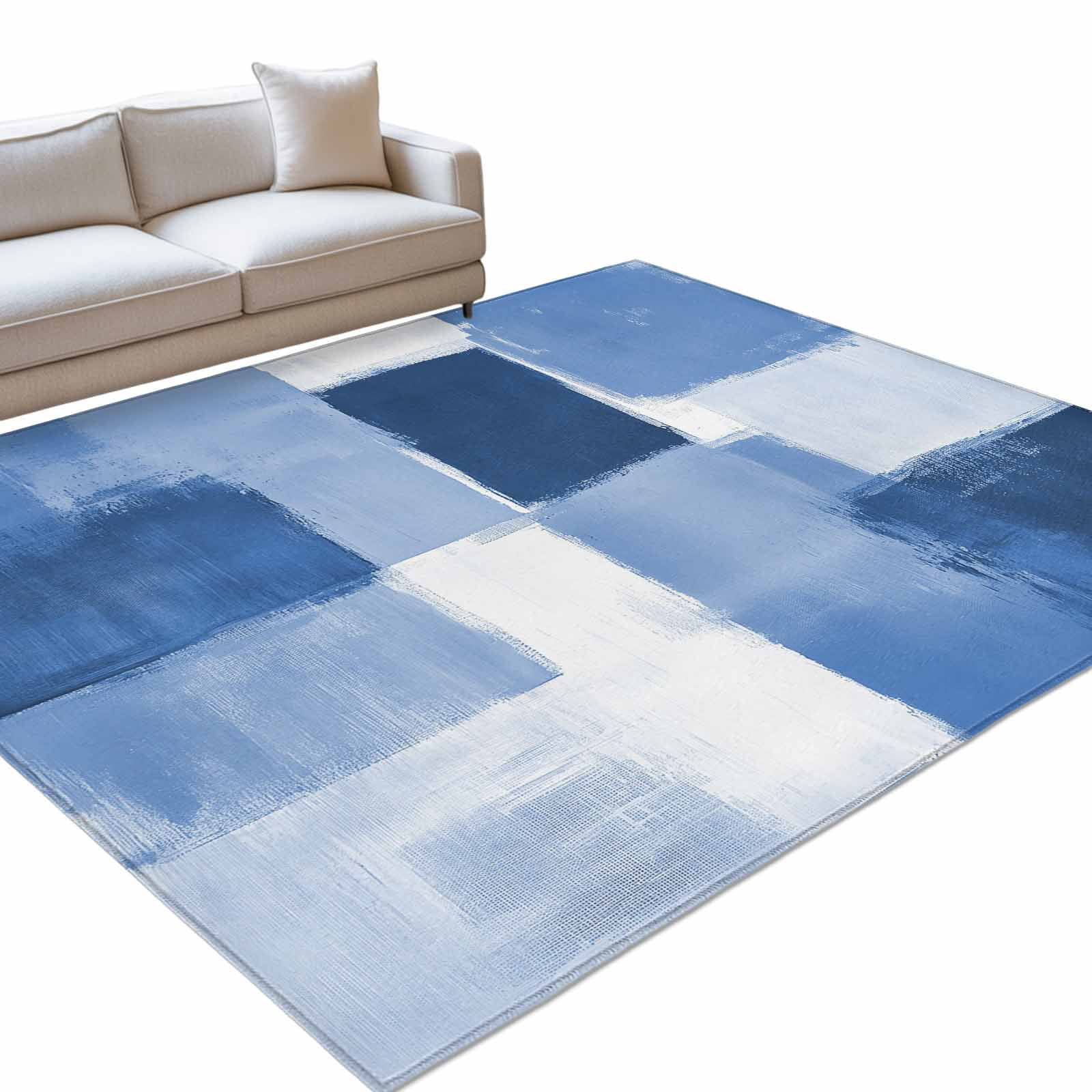 Blue White Large Area Rugs 5x8ft Graffiti Art Mottled Gradient Color ...