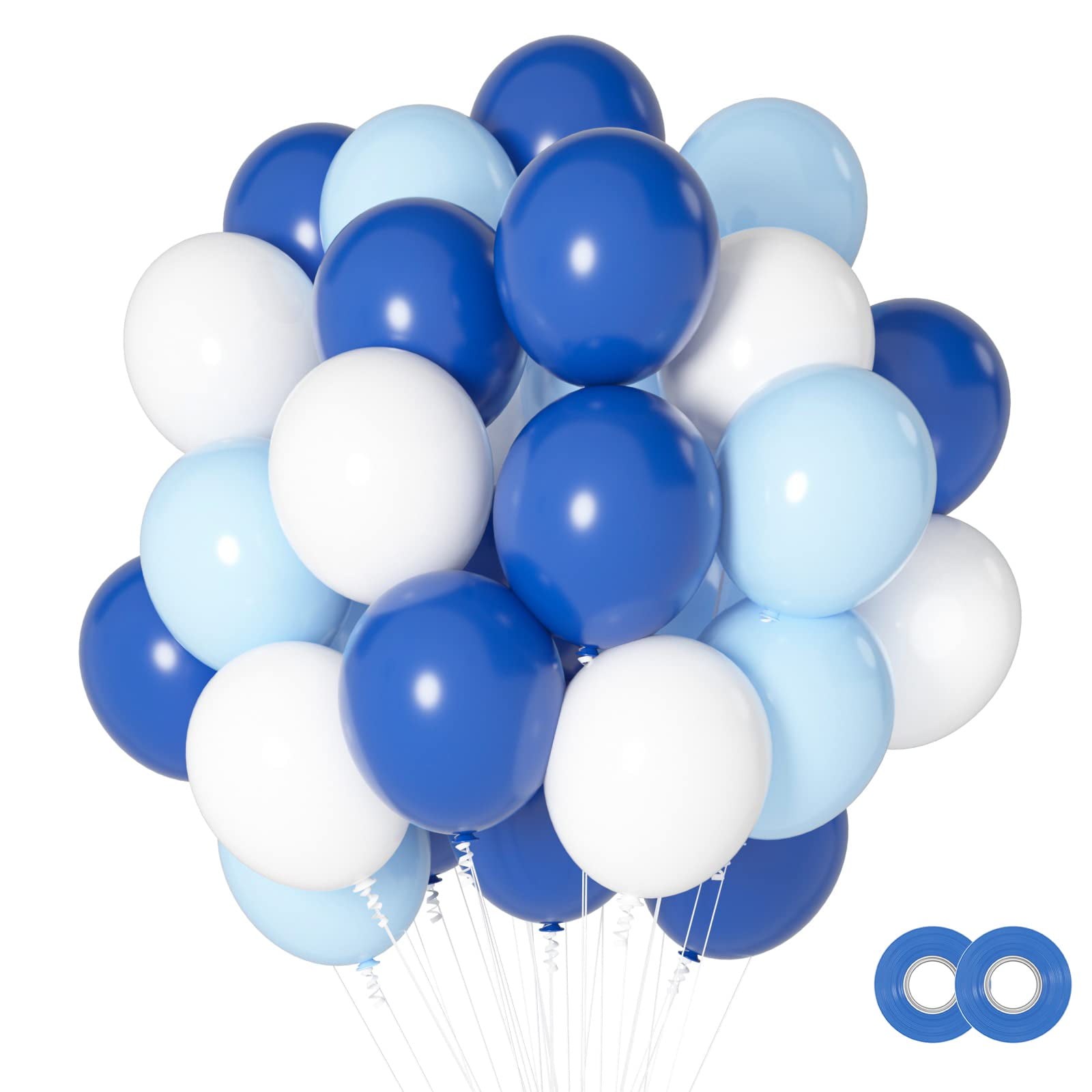 Blue White Latex Balloons, 80pcs 12 inch Royal Blue Pastel Blue White ...