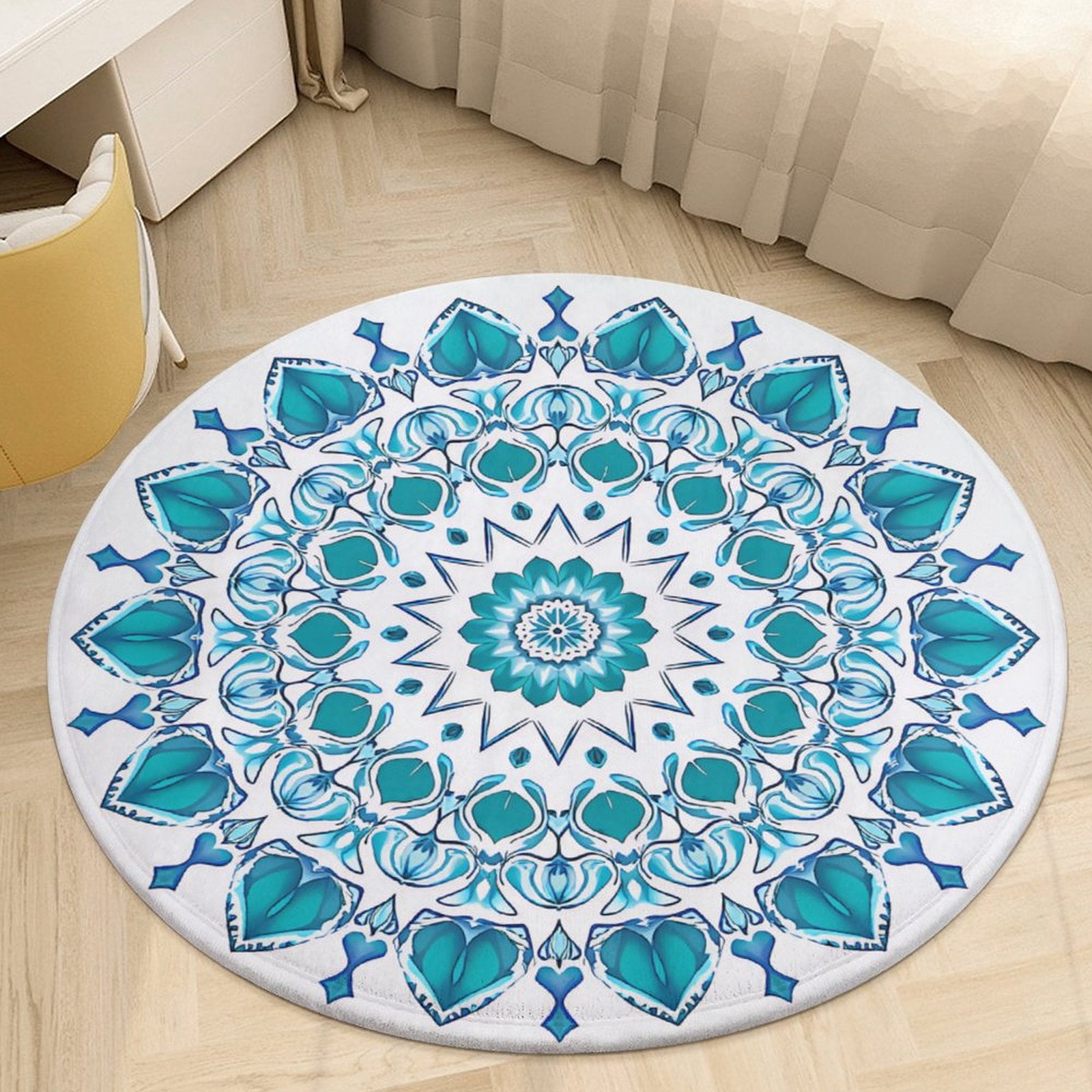 A Blue And White Mandala Design on A White Background_02 Round Area ...