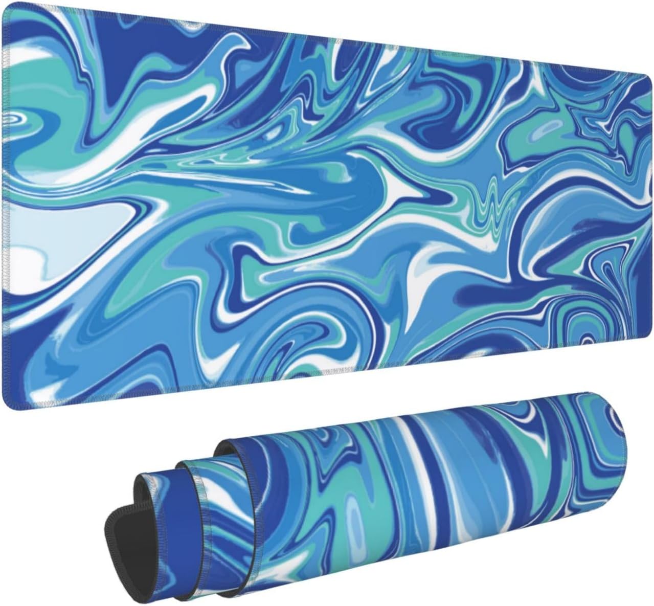 Blue & White Marble Fluid Marbled Pattern Gaming Mouse Pad 31.5x11.8 ...