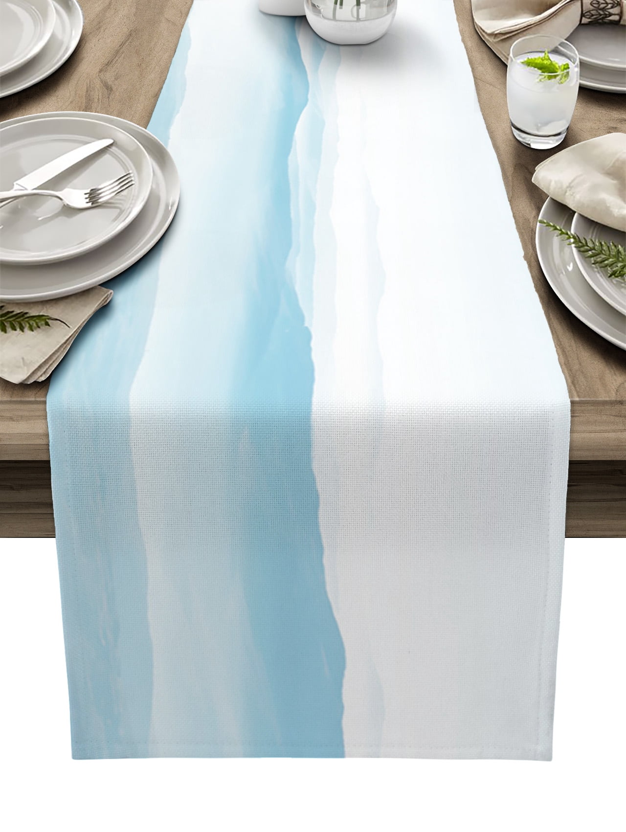 Blue White Mountains, Table Runner 72 Inches, Aesthetics Casual Classic ...