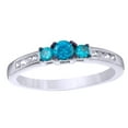 AFFY Blue & White Natural Diamond Three Stone Engagement Ring in 10k ...