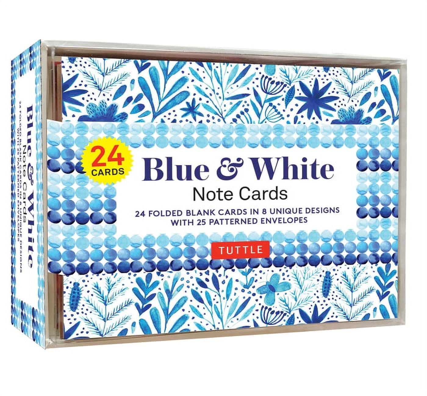 Blue & White Note Cards, 24 Blank Cards: 8 Unique Designs with 25 ...