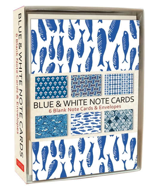 Blue & White Note Cards : 6 Blank Note Cards & Envelopes (4 X 6 Inch ...