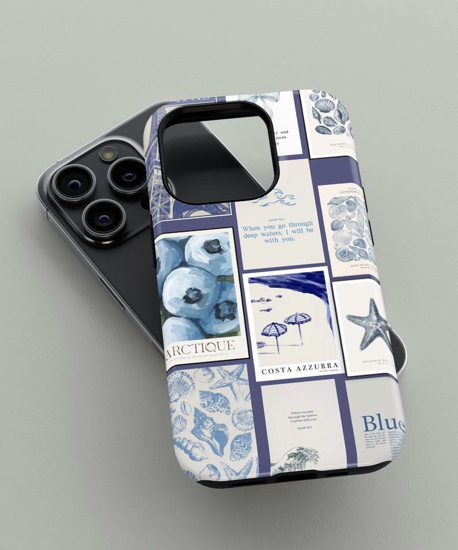 Blue White Objects Coquette Collage Phone Case for iPhone 11 12 13 14 ...