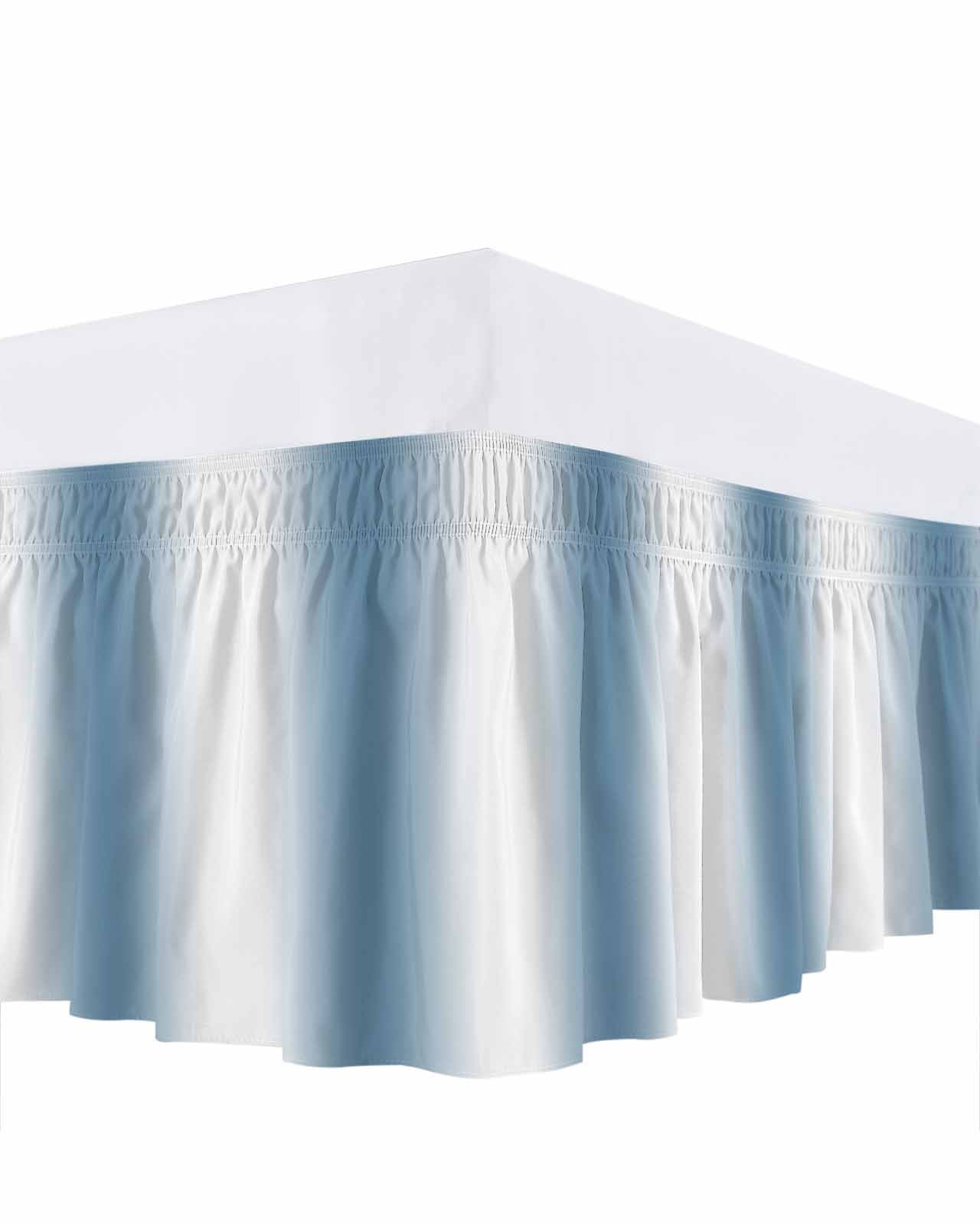 Blue White Ombre Bed Skirt King Size, Modern Abstract Art Farmhouse ...